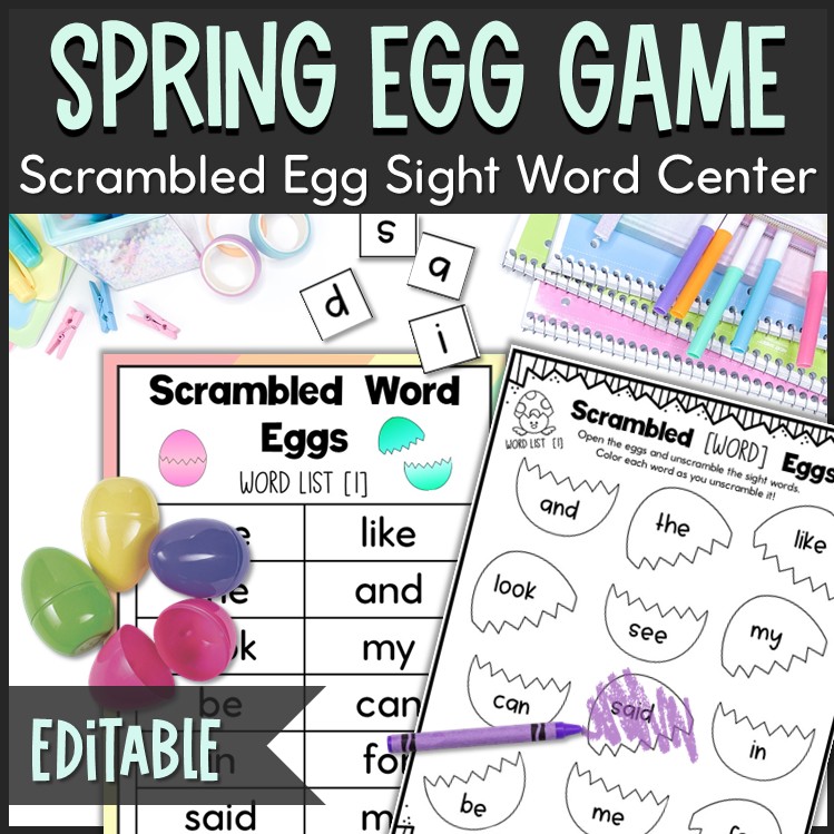 Scrambled Word Eggs- Sight Word Game – Caffeine and Crayons