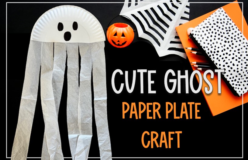 Ghost Paper Plate Craft – Caffeine and Crayons